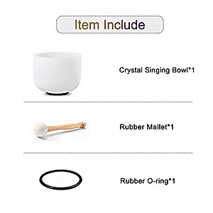Lycrystal 11 Inch C Note Root Chakra Frosted Quartz Crystal Singing Bowl mallet & O-ring For Meditation and Sound Therapy.