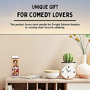 Rainn Wilson Celebrity Prayer Candle - Dwight Funny Saint Candle - 8 inch Glass Prayer Pop Culture Votive - 100% Handmade in USA - Funny Celeb Novelty Actor TV Show Movie Gift