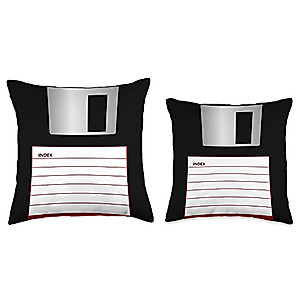 90s Technology Computer Geek Floppy Disk 90s Nostalgic Nostalgia Geek Floppy Disk Throw Pillow, 18x18, Multicolor