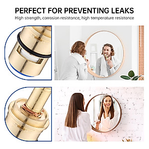 Faucet Cartridge Replacement Parts Compatible with Danze DA507071W DA507072W, Round Ceramic Disc Cartridge Kitchen Faucet Stem Replacement Parts (DA507072W+DA507071W Cold+Hot)