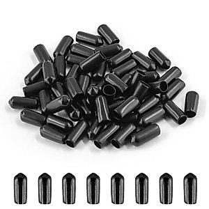 Litoexpe 50 Pieces Round Rubber End Caps, Black Vinyl Cover Flexible Screw Thread Protectors, 1/4 Inch (6.5mm)