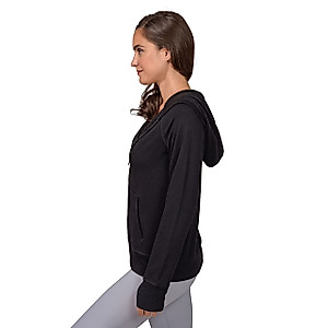 90 Degree By Reflex Womens Full-Zip Fleece Lined Hoodie Sweatshirt Jacket - Black - Medium