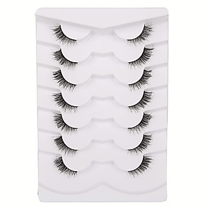 GMAGICTOBO Fluffy Half Lashes Wispy Short False Eyelashes Natural Look Cat Eye Lashes Pack 3D Criss-Crossed Lashes Strips 7 Pairs Multipack