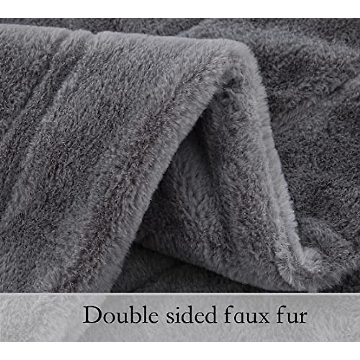 Faux Fur Throw Ultra Soft Double Sided, Fluffy Blanket for Winter Sofa Couch, Cuddly & Warm (50"x 60", Gray)