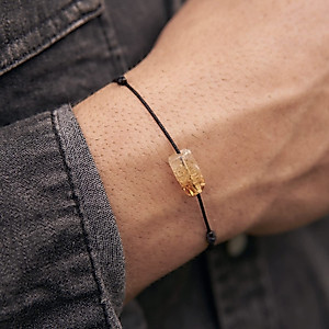 Citrine Tube Cord Bracelet for Men Women Teen Unisex Adult - Waterproof Nylon Surfer String Friendship Summer Bracelets - November Birthstone Citrine Quartz