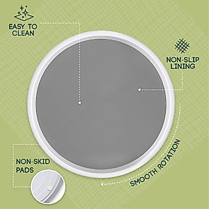 Lazy Susan Turntable 10" | Lazy Susan Organizer for Cabinet, Pantry, Refrigerator, Counter | Plastic with Rubber Lining, White [2 Pcs]