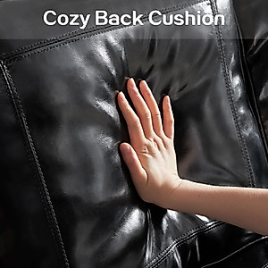 WILLOVE 79'' Faux Leather Sofa, Classic 3 Seater Leather Couch with Rolled Arm and Nailhead Trim, Mid-Century Modern Couch for Living Room, Apartment, Easy to Install, Black