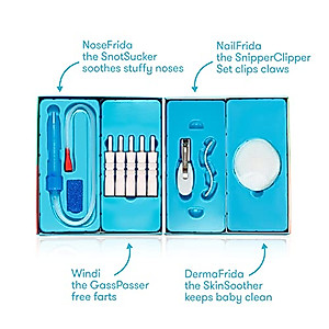 Baby Basics Kit by FridaBaby |Includes NoseFrida, NailFrida, Windi, DermaFrida + Silicone Carry Case