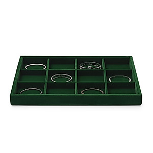 Papten Jewelry Display Tray Velvet 12 Grid Stackable Jewelry Trays Showcase for Bracelet Bangle Watch Earring Ring