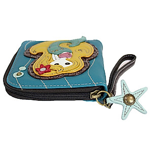 CHALA Zip Around Wallet, Wristlet, 8 Credit Card Slots, Sturdy Pu Leather Blue Mermaid One Size
