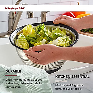 KitchenAid Gourmet Stainless Steel Colander, 5-Quart, Black