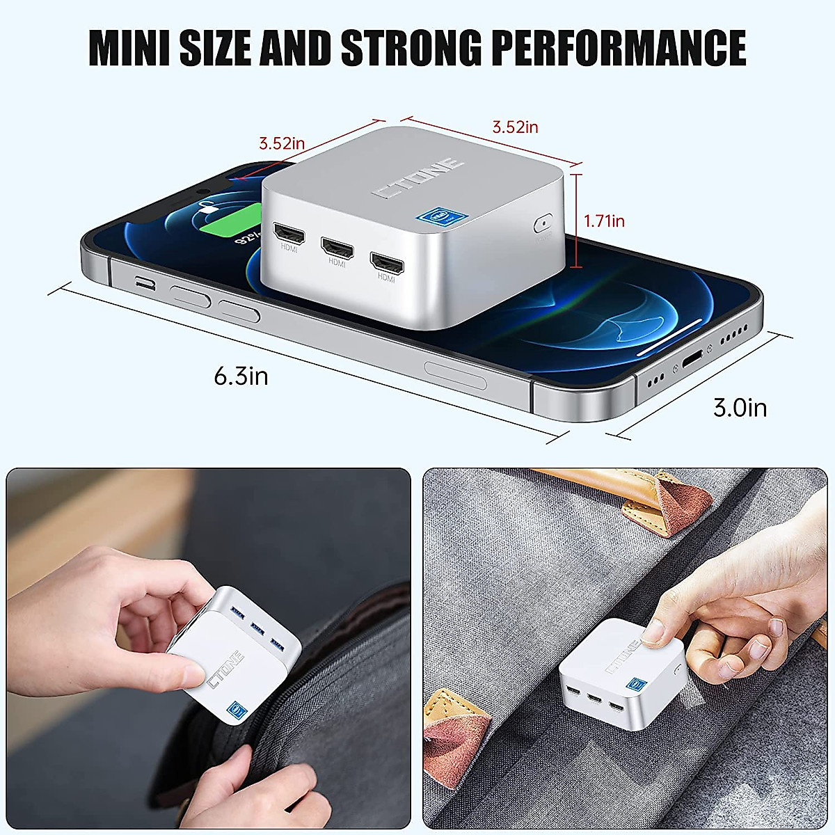 CTONE Mini PC Intel 12th N95(Up to 3.4GHz) 16GB RAM 512GB M.2 2242 NGFF with Windows 11 Pro Small Portable Compact Mini Computers Support Triple Screen Display 4K@60Hz/2*RJ45/Dual-WiFi/BT 4.2