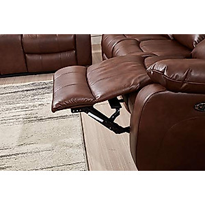 Betsy Furniture Power Reclining Bonded Leather Living Room Set (Brown, Sofa+Loveseat+Chair)