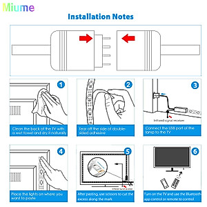 Miume LED Strip Light 9.8Ft Music TV Led Backlight for 14-47 inch TV,9.8Ft RGB USB Powered Led Strip Light with APP Control,TV Led Backlight Kit for Flat Screen TV/PC