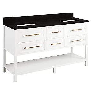 Signature Hardware 953332-60-RUMB-0 Robertson 60" Free Standing Double Vanity Cabinet Set with Mahogany Cabinet, Vanity Top and Rectangular Undermount Sinks - No Faucet Holes