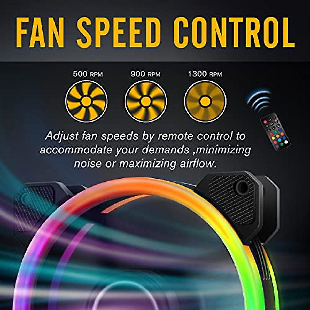EZDIY-FAB RGB Dual Ring 120mm Case Fans,5V Motherboard Sync,Speed Adjustable,RGB Sync Fan with 10-Port Fan Hub X and Remote-5 Pack