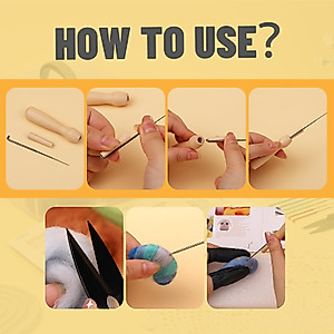 JUPEAN Needle Felting Kit, Wool Roving (5g/Color), Complete Needle Felting Starter Kit with Basic Felt Tools and Supplies Wool Fibre Spinning Craft Wet Felting Material for Beginners