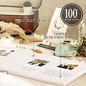 Lanpn Wedding Guest Book 2025 - Linen Hardcover Polaroid Guestbook Wedding Reception with 108 Blank Pages for Sign in and Photos - Guest Book for Wedding Bridal Shower Baby Shower Party (Sage Green)