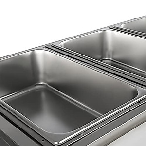 Commercial Restaurant Food Warmer, Stainless Steel Free-Standing Food Warmer Cart 3-Pot Steamer Table Electric Food Warmer 32-212F for Catering 44Inch