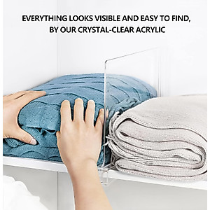 Famyards 4 Pack Clear Shelf Dividers for Organization, Acrylic Closet Shelf Vertical Shelves Organizer for Bedroom, Kitchen and Office