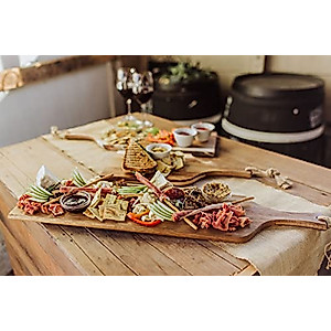 TOSCANA - a Picnic Time brand - Artisan 30" Acacia Charcuterie Board with Raw Wood Edge, Cheese Board, Serving Platter, (Acacia Wood)