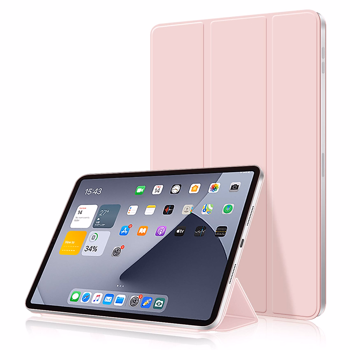 Aoub Case for iPad Air 11 Inch Case (M2) 2024, iPad Air 5th / 4th, Magnetic Attachment Cover [Supports Pencil Charging], Slim Trifold Stand Smart Case for iPad Air 11/10.9 inch 2022/2020, Baby Pink