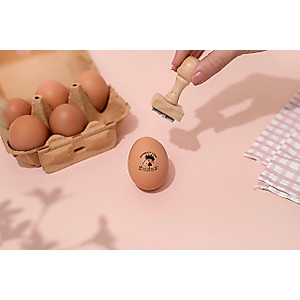 Stamp by Me | Egg Stamp | Chicken Egg Wooden Stamps | Personalized Rubber Stamper for Fresh Eggs | Custom Stamping | Egg Labels | Farm Stamp | Self Inking | Black Ink | Unique Designs| Mini Logo Stamp