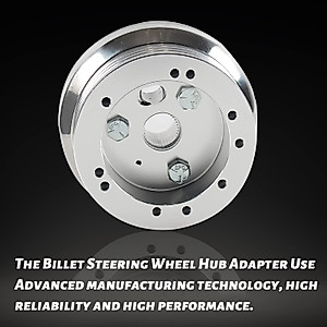 YIUIY 5 & 6 Hole Billet Steering Wheel Hub Adapter Silver