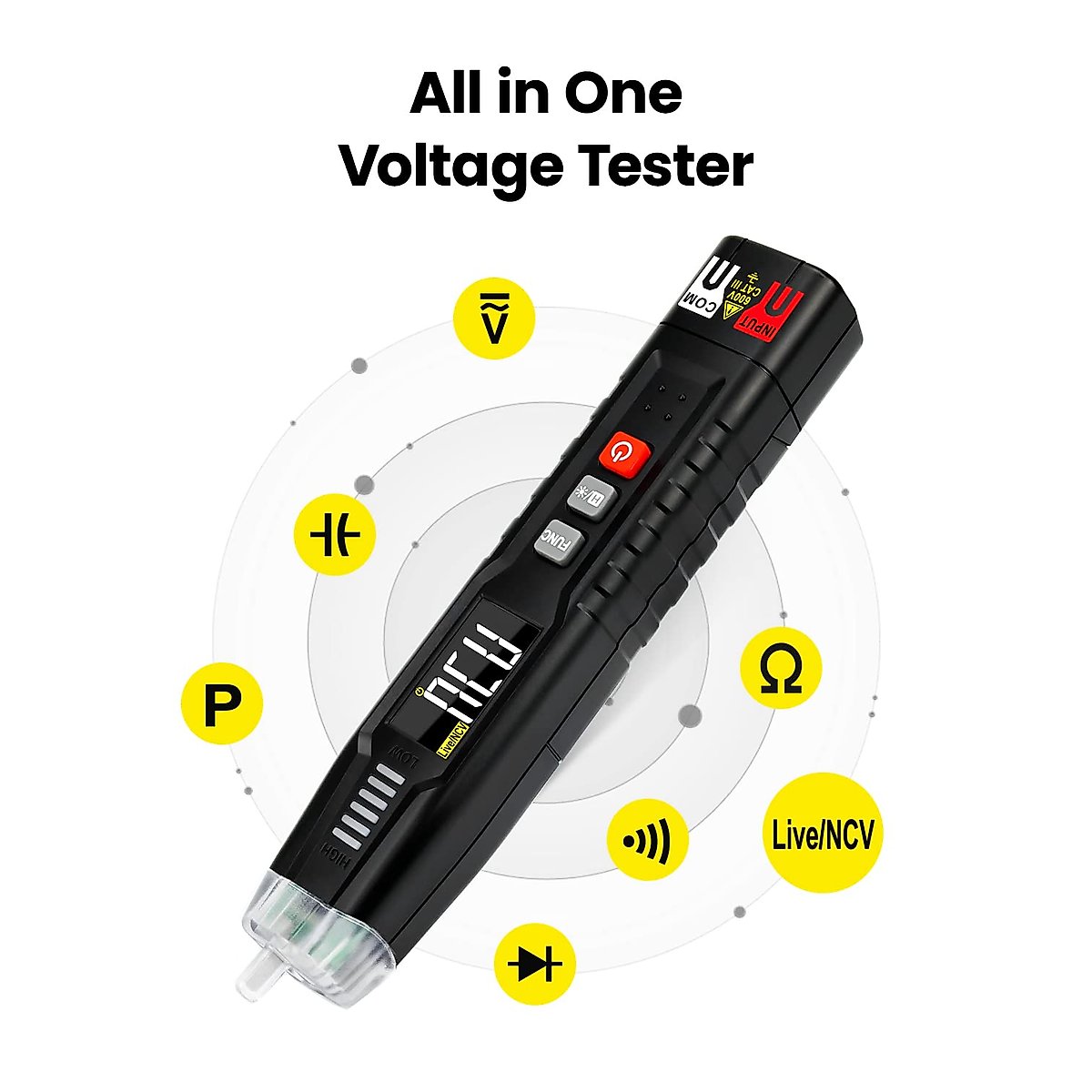 KAIWEETS Voltage Tester/12V-300V, Buzzer Alarm, Live/Null Wire Tester Electrical Tester with LCD Display, Contact Voltage Pen with NCV, Wire Breakpoint Finder (More Accurate No Gloves)