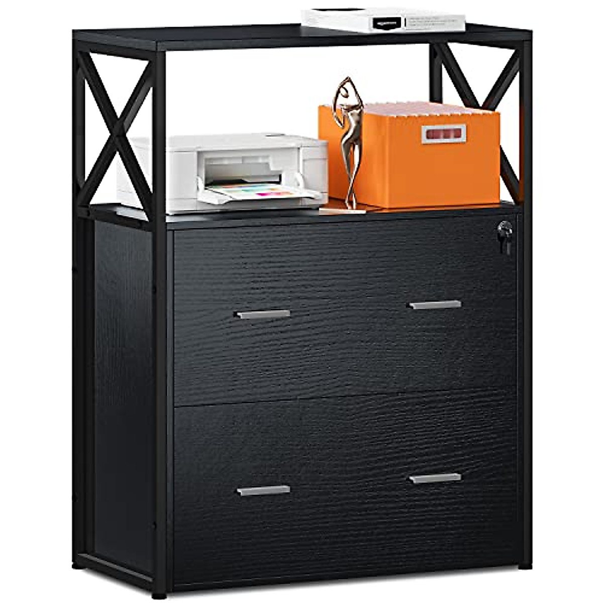 Raybee File Cabinets for Home Office 2 Drawer Wood File Cabinet with Lock Lateral File Cabinet Filing Cabinet Office Storage File Cabinet,for Letter/Legal / A4 Size, Black