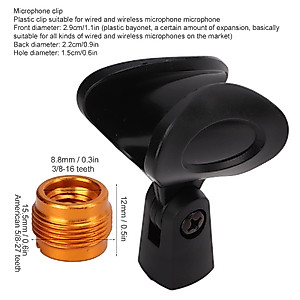 01 02 015 Microphone Clip, Wide Application 180° Rotatable Convenient Strong Toughness Microphone Holder Lightweight with 5/8in to 3/8in Screw for Wired Mic
