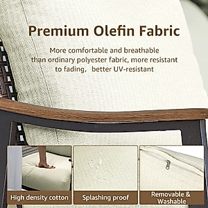 NATURAL EXPRESSIONS Patio Furniture, Outdoor Furniture Patio Chair Sofa Metal Outdoor Chair with Ottoman, High Back Wicker Backrest & 6 Inch Seat Cushion for Balcony,Backyard,Deck,Porch