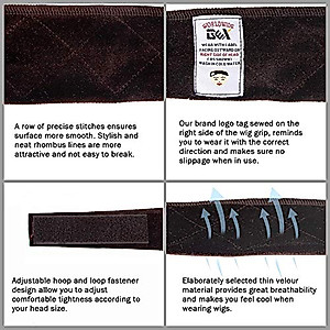 GEX Wig Grip Band Flexible Velvet Scarf Head Hair Band Wig Band with Adjustable Fastern (Dark Brown)