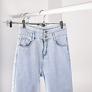 Pants Hangers with Clips - 10 Pack Skirt Hangers with Clips Adjustable Clip Hangers for Pants Jeans Metal Trouser Clip Hangers