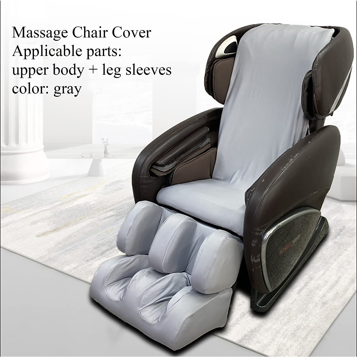 EVURU Thick Massage Chair Cover, Massage Chair Cover Recliner Chair Cover for Office Bedroom Full Body Massage Chair Zero Gravity Chair Cover Cover (Gray, Full Body)