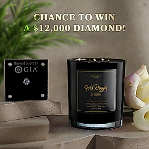 Gold Digger Sparkle Candle with Diamond Inside | Foreverwick Candles | Scented Soy Candles Gifts for Women Sexy Candle Gift | Anniversary Candles All-Natural Organic Soy Candle 14oz | 70h