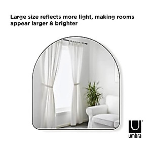 Umbra Hubba Arched Wall Mirror with Metallic Frame, Modern Style for Bathroom, Entryway, Living Room and More, 34 x 36-Inch, Titanium