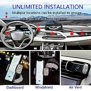 LYCARESUN Bling Car Phone Holder, 360°[Adjustable & Stable] Crystal Universal Phone Mount for Car, Windshield Dashboard Air Vent Car Stand Phone Holder, Mini Car Accessories for Women Girl (White)