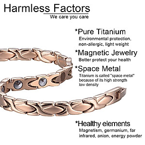 38 Elegant Titanium Magnetic Lymph Detox Bracelet for Women Germanium and Magnetic Functions with Free Link Removal Tool Christmas Gifts Mothers Day Gifts for Mon(Rose Gold)