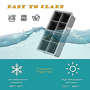 Large Ice Cube Trays for Cocktails, NueZoo 4 Pack Silicone Big Ice Cube Mold with Lids for Whiskey, Square 8 Cavity Ice Cube Maker for Freezer, Easy Release and Flexible
