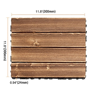 SEUNMUK 7 Pack Interlocking Flooring Tiles Patio Wood Deck Tiles, 12 x 12 Inch Wood Plastic Composite Tiles Outdoor Interlocking Tiles for Indoor Outdoor Patio Garden Deck Poolside Brown, Waterproof