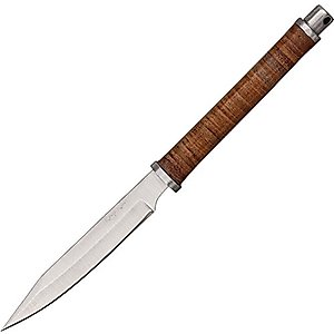 Rough Rider Slim Design Fixed Blade Knife,3.25in,Stainless Blade,Stacked Leather Handle