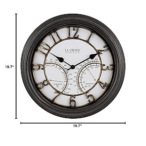 La Crosse Clock 404-4450 19.7 Inch Indoor/Outdoor Silent Sweep Courtyard Quartz Clock