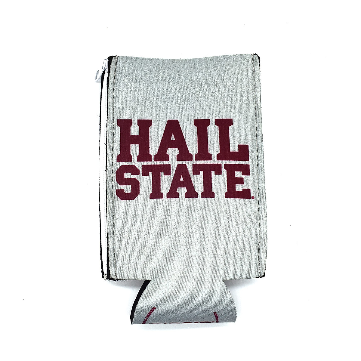 ZipSip NONMAGNET- MSU Adjustable All-In-One Coozie with Zippers for Cans, Bottles, Slim Cans, Pint Glasses, Party Cups – Can Cooler - Insolated Neoprene Sleeve - MSU Bulldogs Light Gray, Large