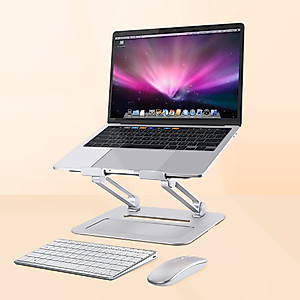 TRUNIUM Laptop Stand, Laptop Holder, Multi-Angle Stand with Heat-Vent, Adjustable Laptop Riser for Laptop up to 15.6 inches, Compatible for MacBook Pro/Air, Surface Laptop, and so on (Silver)