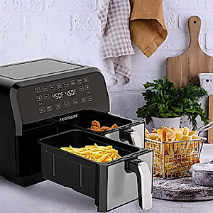 FRIGIDAIRE 8 QT DUAL zone 2-drawer Digital Air Fryer, Black/Stainless