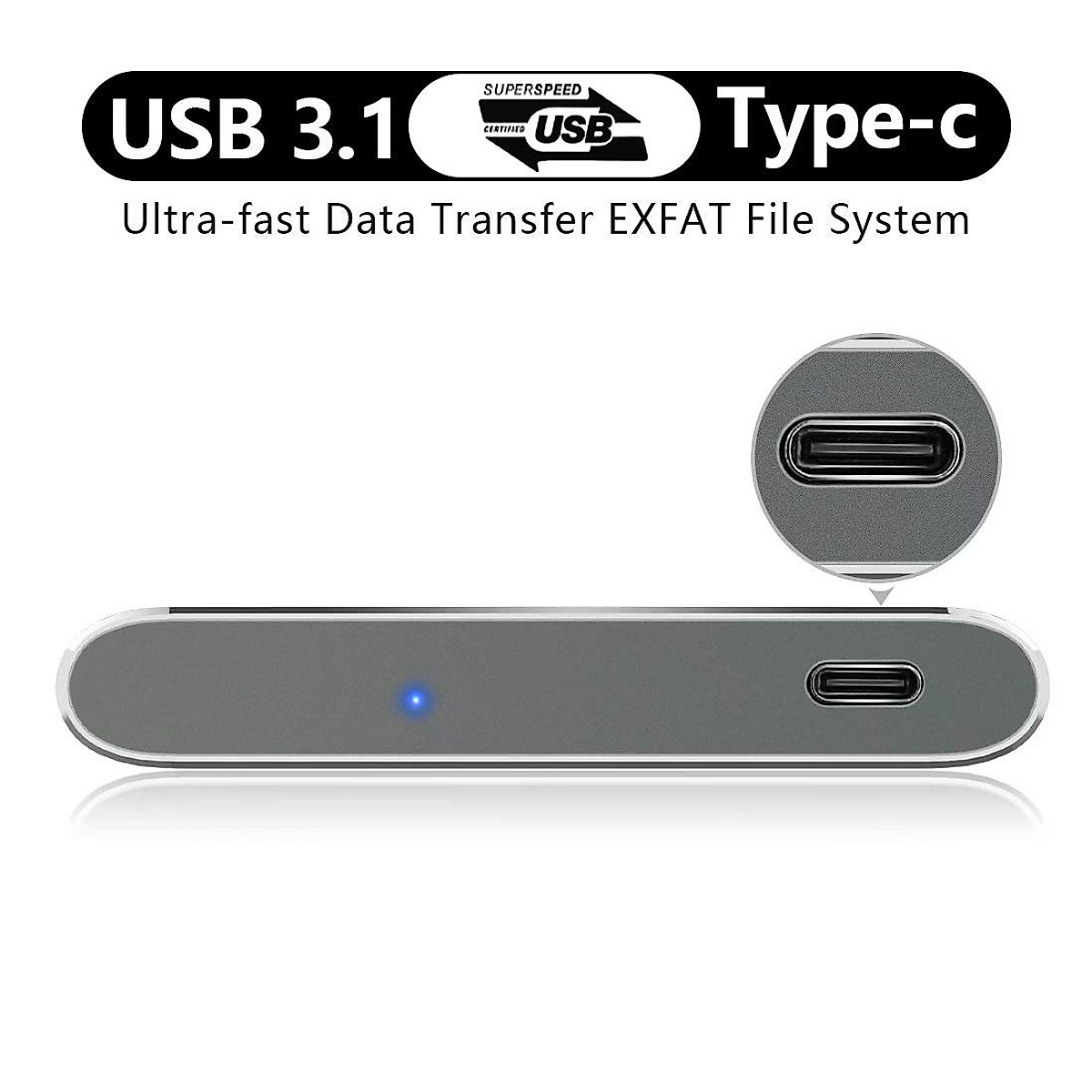 HWAYO 160GB Portable External Hard Drive, USB3.1 Gen 1 Type C Ultra Slim 2.5'' HDD Storage Compatible for PC, Desktop, Laptop, Mac, Xbox One (Black)