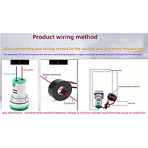Szliyands AC Current and Voltage Indicator with Two-Digit Display, 22mm Square Head LED Multi-Function Measuring Instrument Monitor (Green)