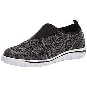 Propét Women's TravelActiv Slip-On Sneaker, Black Heather, 7 Wide US
