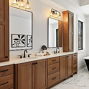 HAHZT Black and Gold Bathroom Vanity Light 3-Lights Bathroom Light Fixtures Over Mirror with Clear Glass Shade 22.4 inch Wall Sconce Lighting Bath(Exclude E26 Bulb)